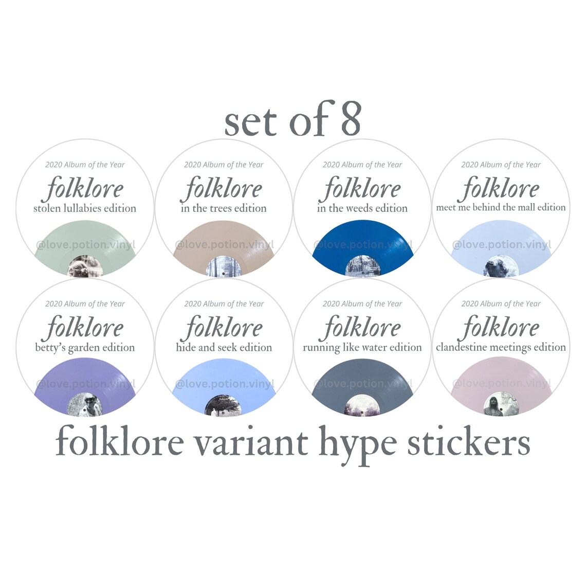 Folklore Variants Hype Stickers Set of 8 - Etsy