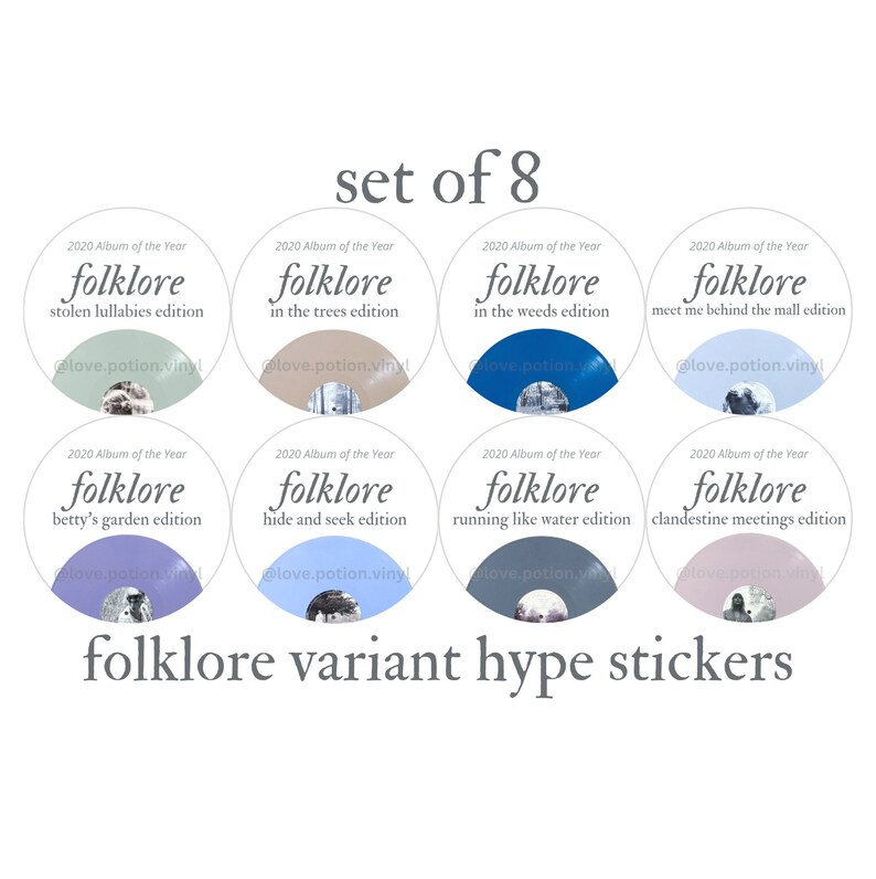 Folklore Variants Hype Stickers Set of 8 - Etsy
