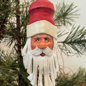 Hand Carved Santa Ornament - Etsy