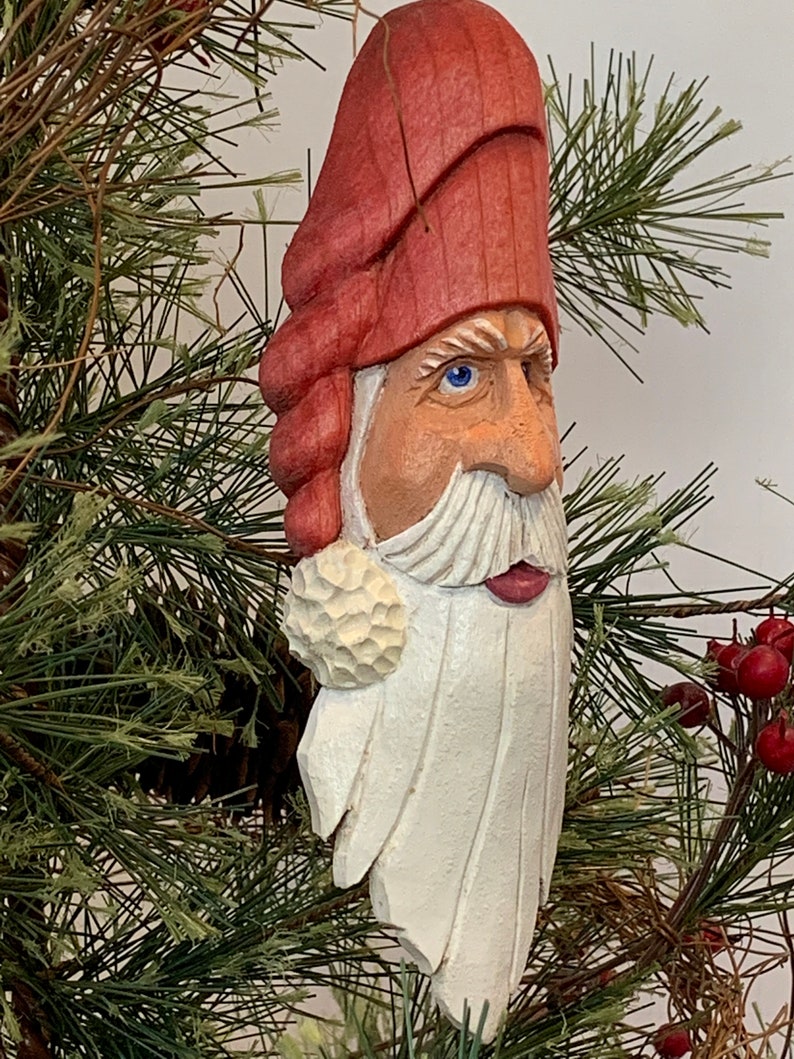 Hand Carved Santa Ornament No. 2226 - Etsy