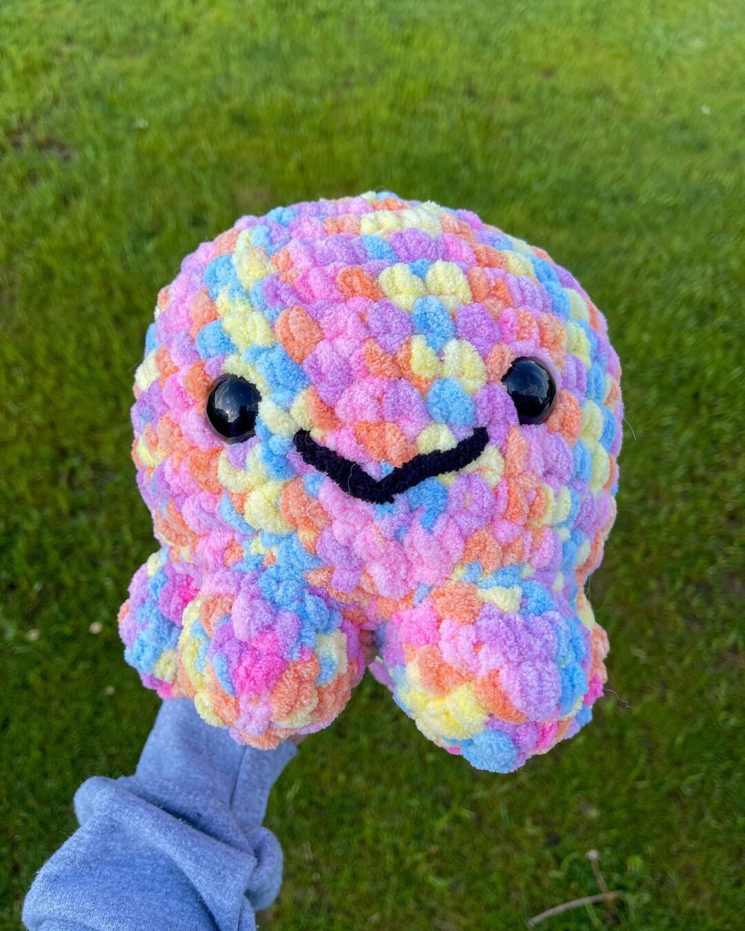 Crochet Fluffy Octopus Amigurumi Stuffed Animal Sea Creature Rainbow ...