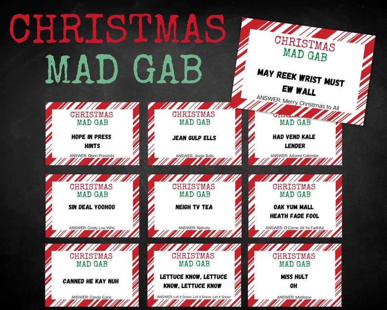Christmas Mad Gab, Christmas Day Family Game, Holiday Family Game ...