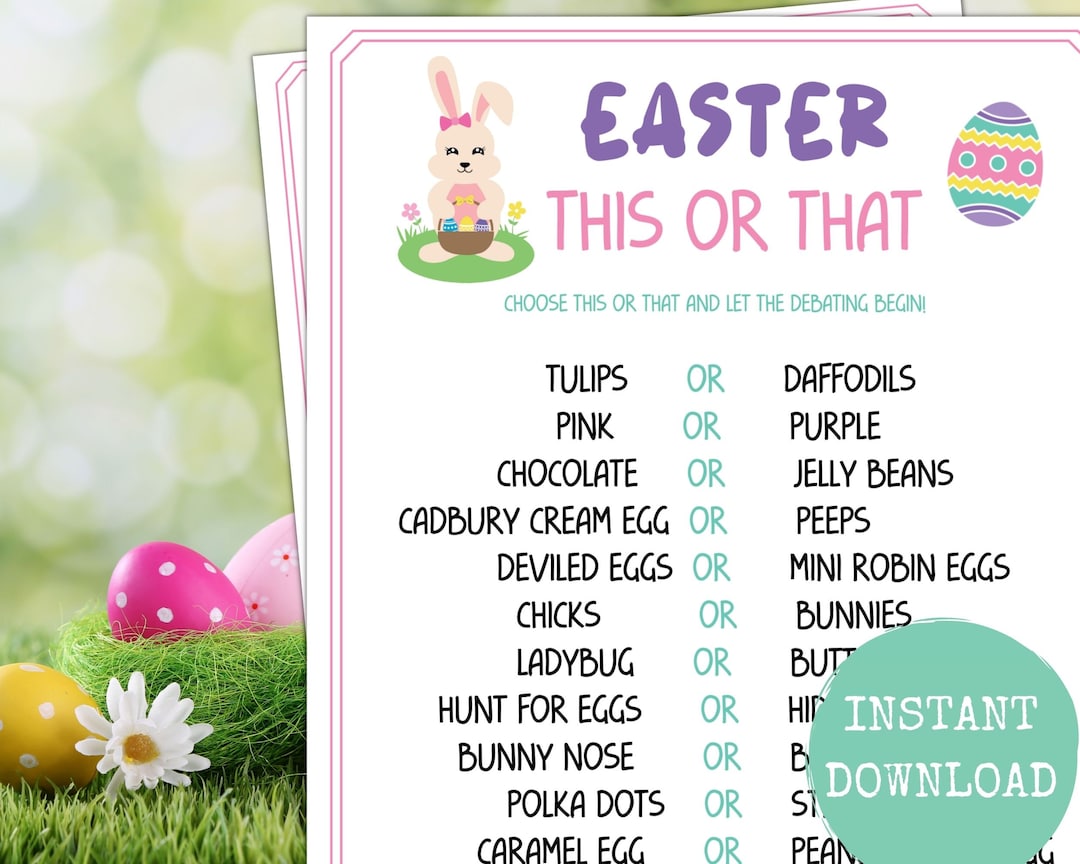 Easter This or That Game, Would You Rather, Fun Easter Game, Easter ...