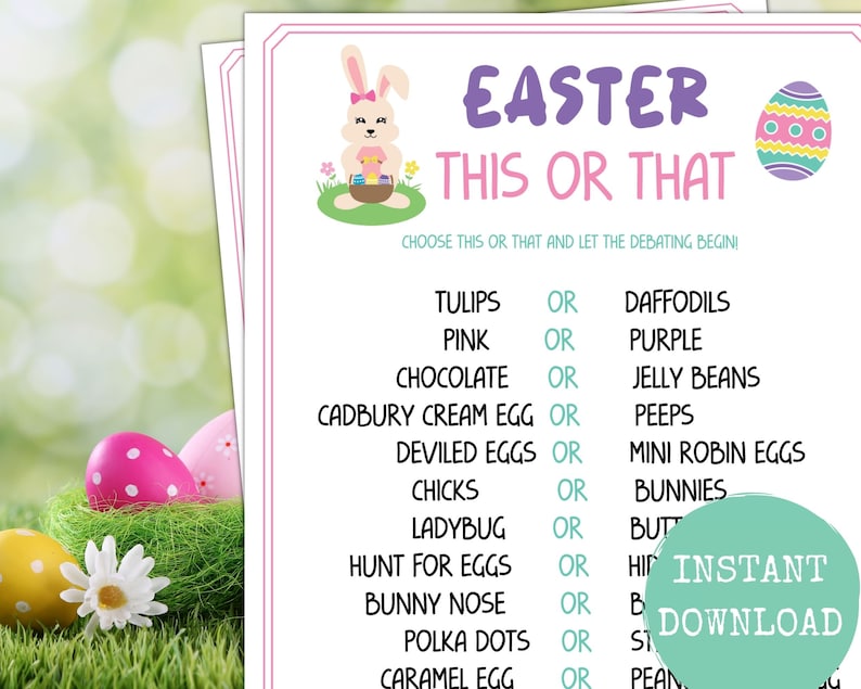 Easter This or That Game, Would You Rather, Fun Easter Game, Easter ...