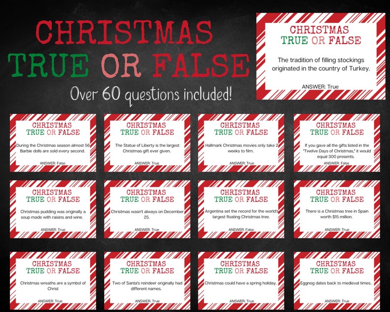 Christmas Facts True or False Quiz, Christmas Day Family Quiz, Holiday ...