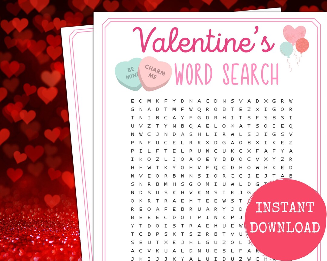 Valentine's Day Word Search, Valentines Activities for Kids, Kids ...