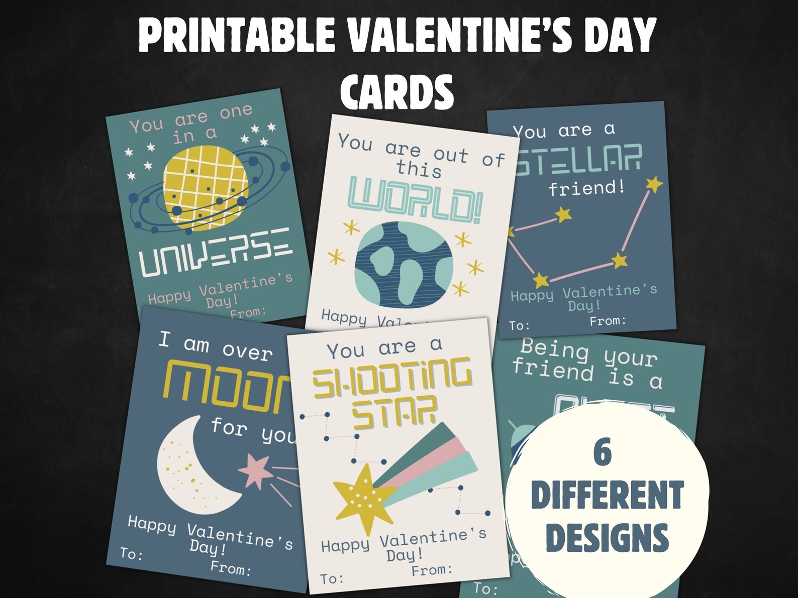 Printable Space Valentine's Day Cards, Valentines Card for Kids, Outer ...