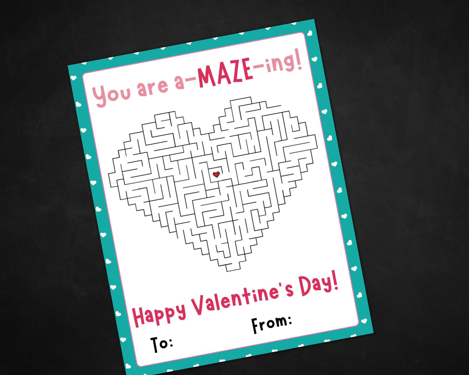 Printable Maze Valentine's Day Cards, Valentines Card for Kids, Maze ...