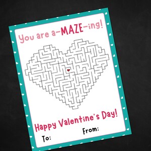 Printable Maze Valentine's Day Cards, Valentines Card for Kids, Maze ...