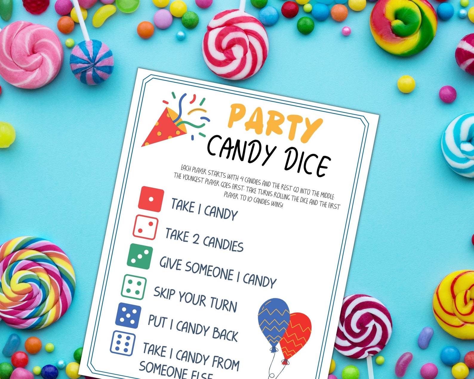 Candy Dice Game, Kids Games, Birthday Party Games, Birthday Games ...