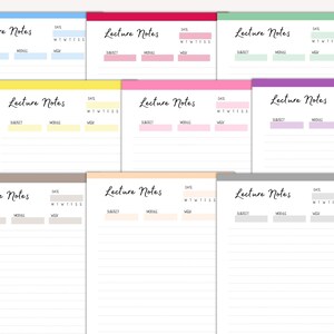 Printable Lecture Notes, Print at Home College Student Lined Note ...