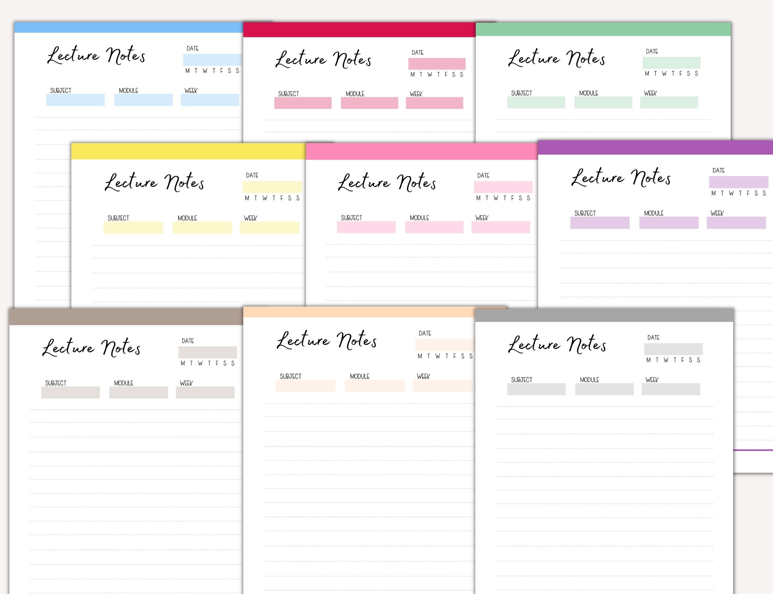 Printable Lecture Notes Print at Home College Student Lined - Etsy