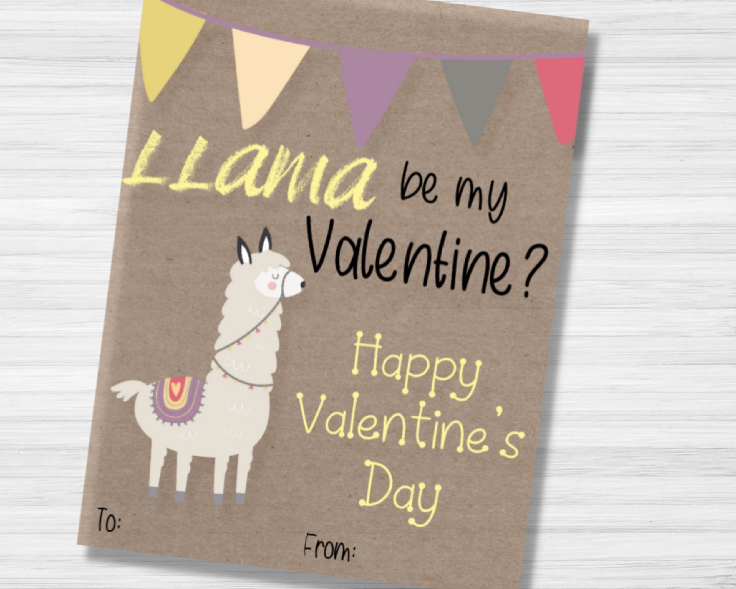 Printable Llama Valentines Day Card, Valentines Card for Kids, Llama ...