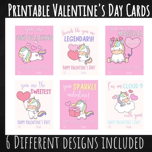 Printable Unicornvalentine's Day Cards, Valentines Card for Kids ...