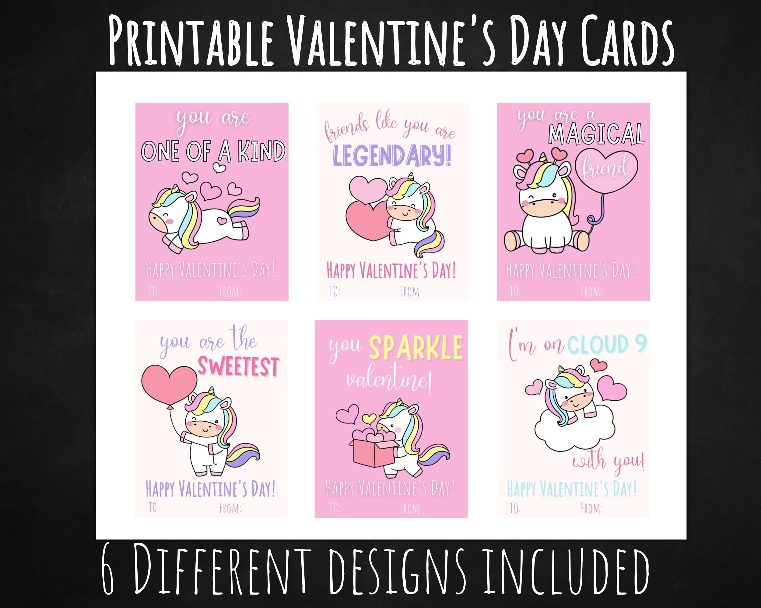 Printable Unicornvalentine's Day Cards, Valentines Card for Kids ...