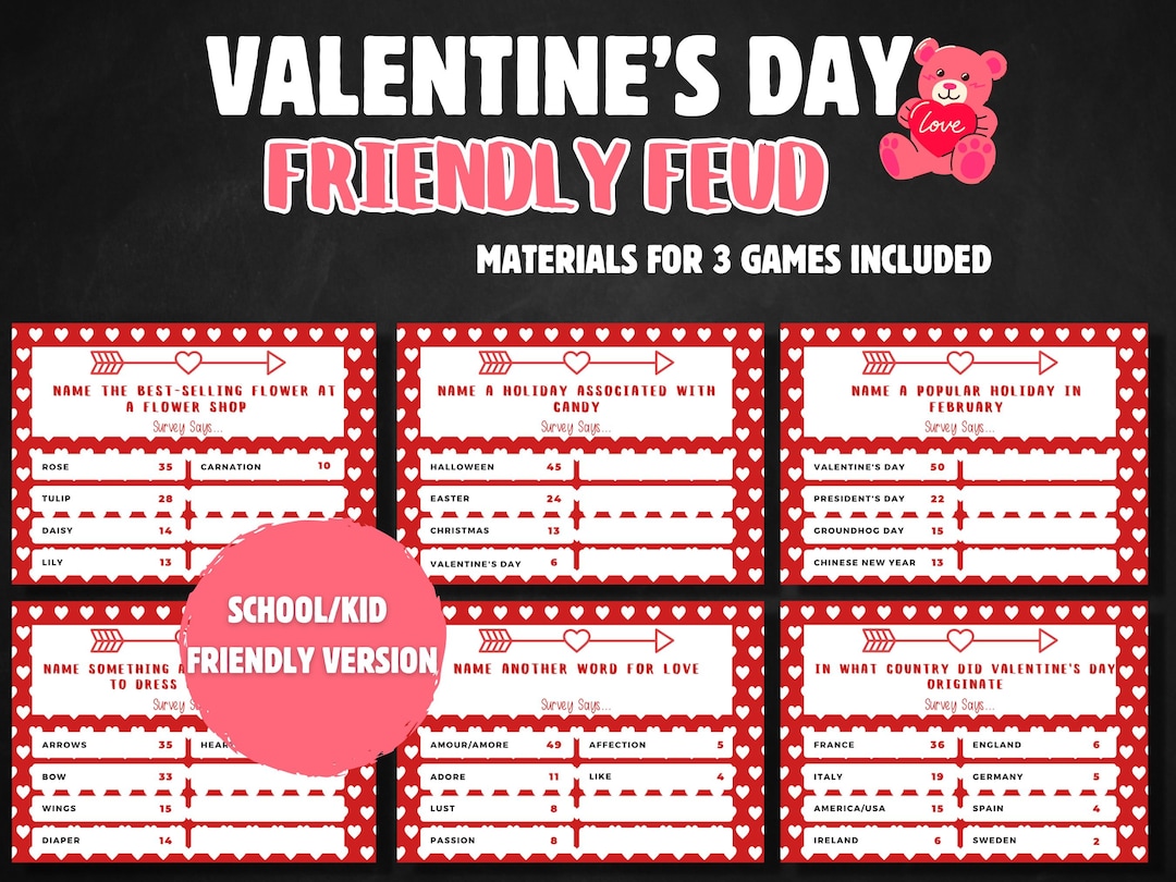 Valentines Day Friendly Feud Game, Family Feud Quiz, Valentine Family ...