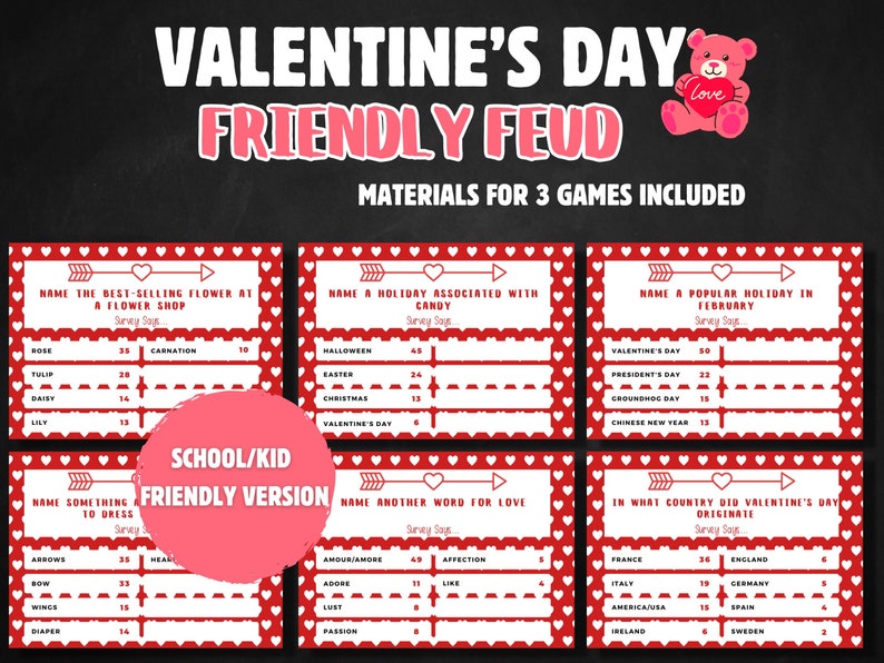 Valentines Day Friendly Feud Game, Family Feud Quiz, Valentine Family ...
