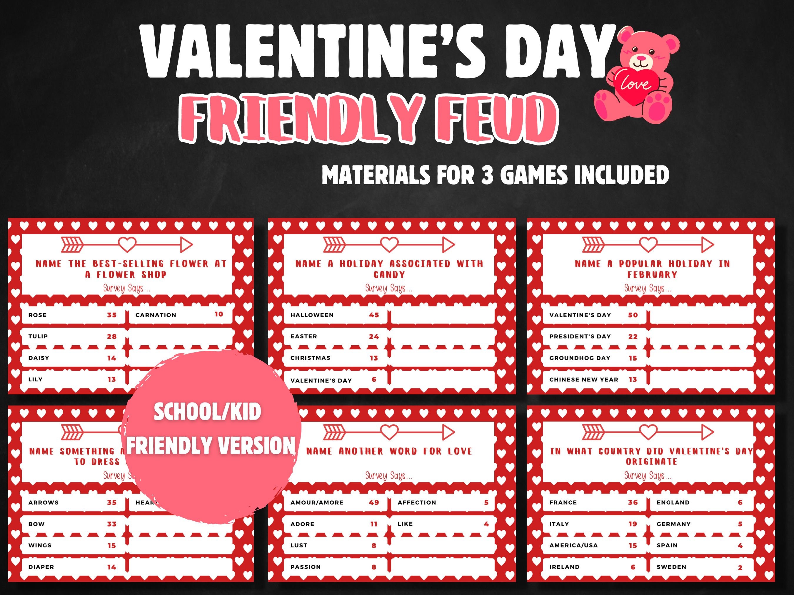 Valentines Day Friendly Feud Game, Family Feud Quiz, Valentine Family ...