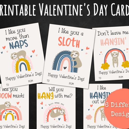 Sloth Valentine Gift Tags Printable Kids Valentine's Day - Etsy