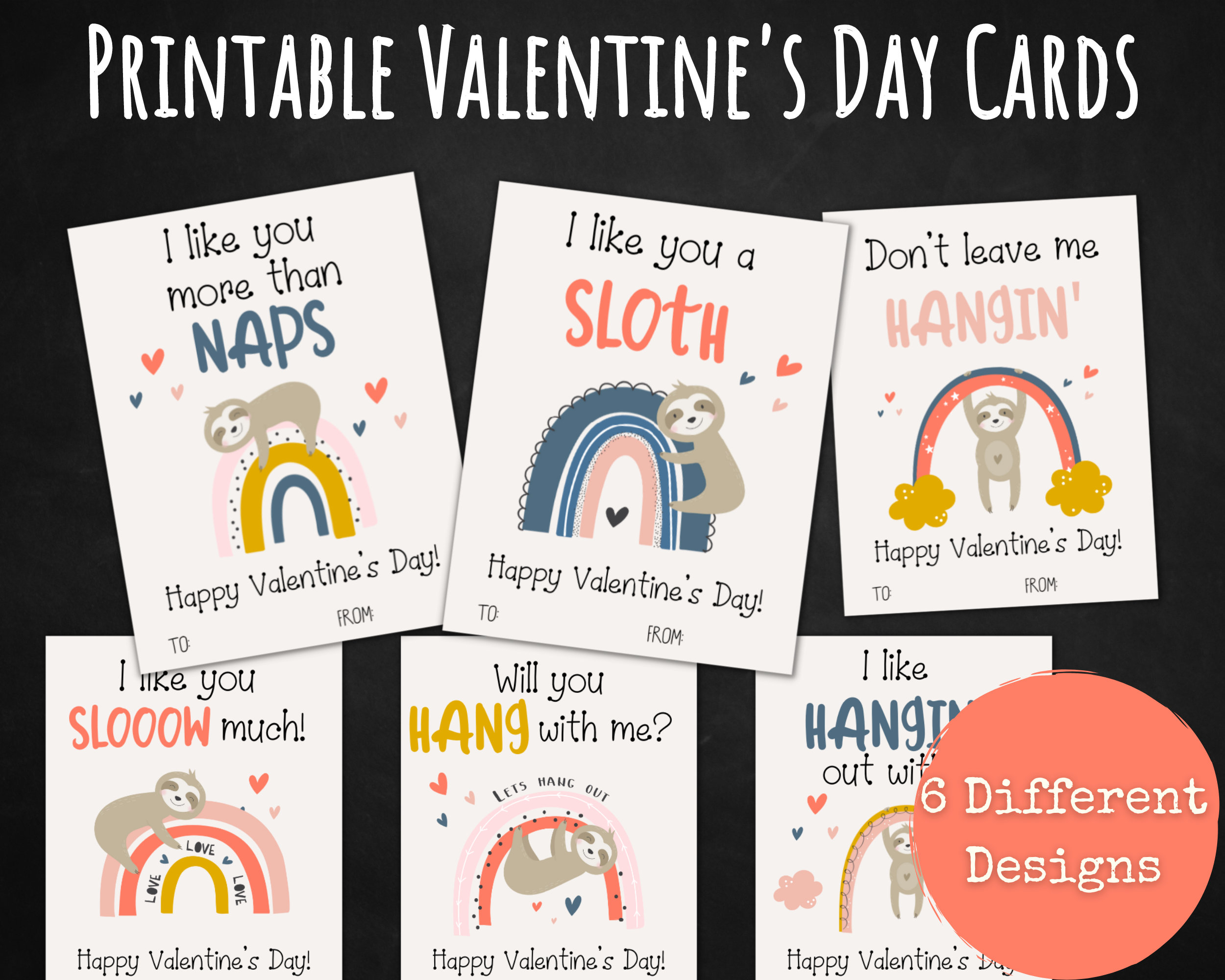 Printable Sloth Valentine's Day Cards Valentines Card for - Etsy