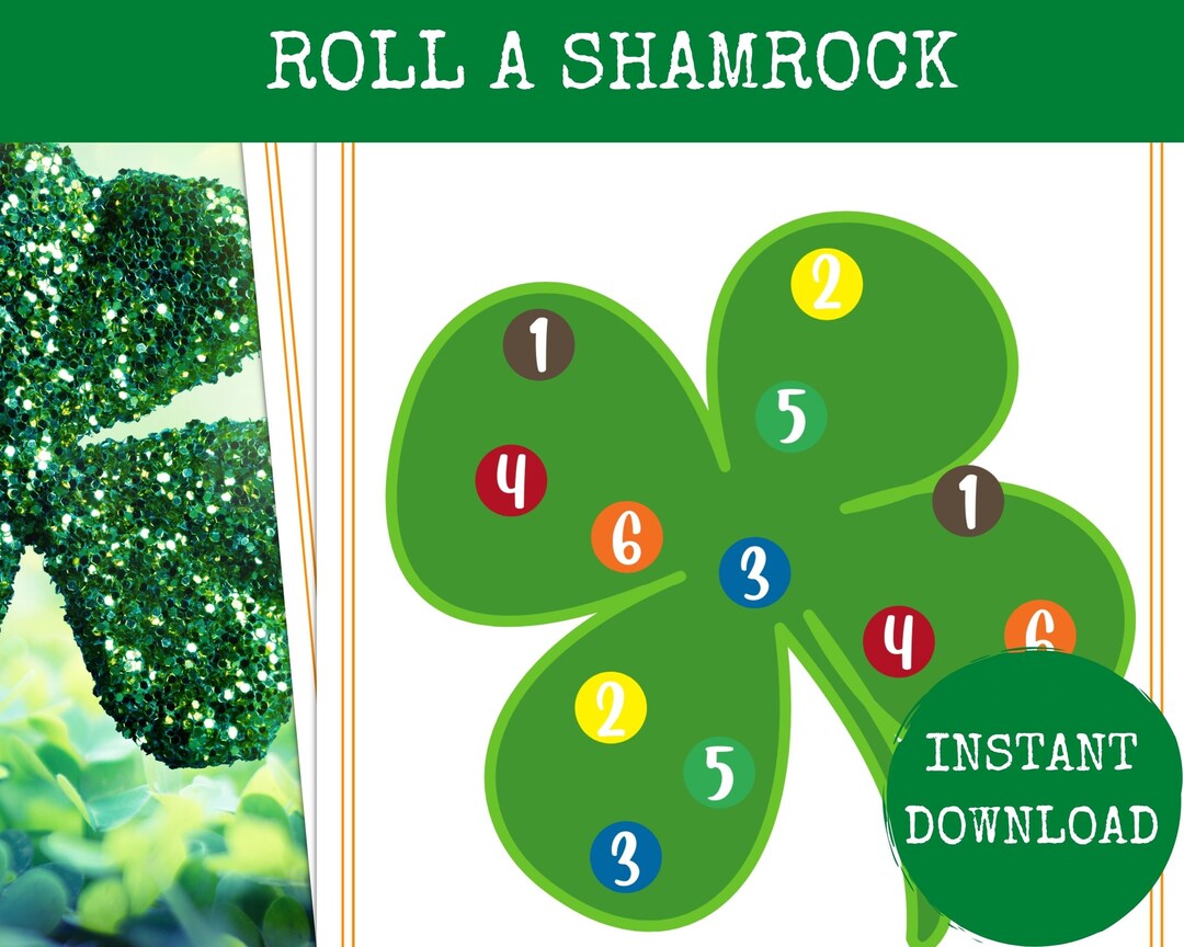 Roll A Shamrock Dice Game, St Patrick's Day Game for Kids, St. Patty's ...