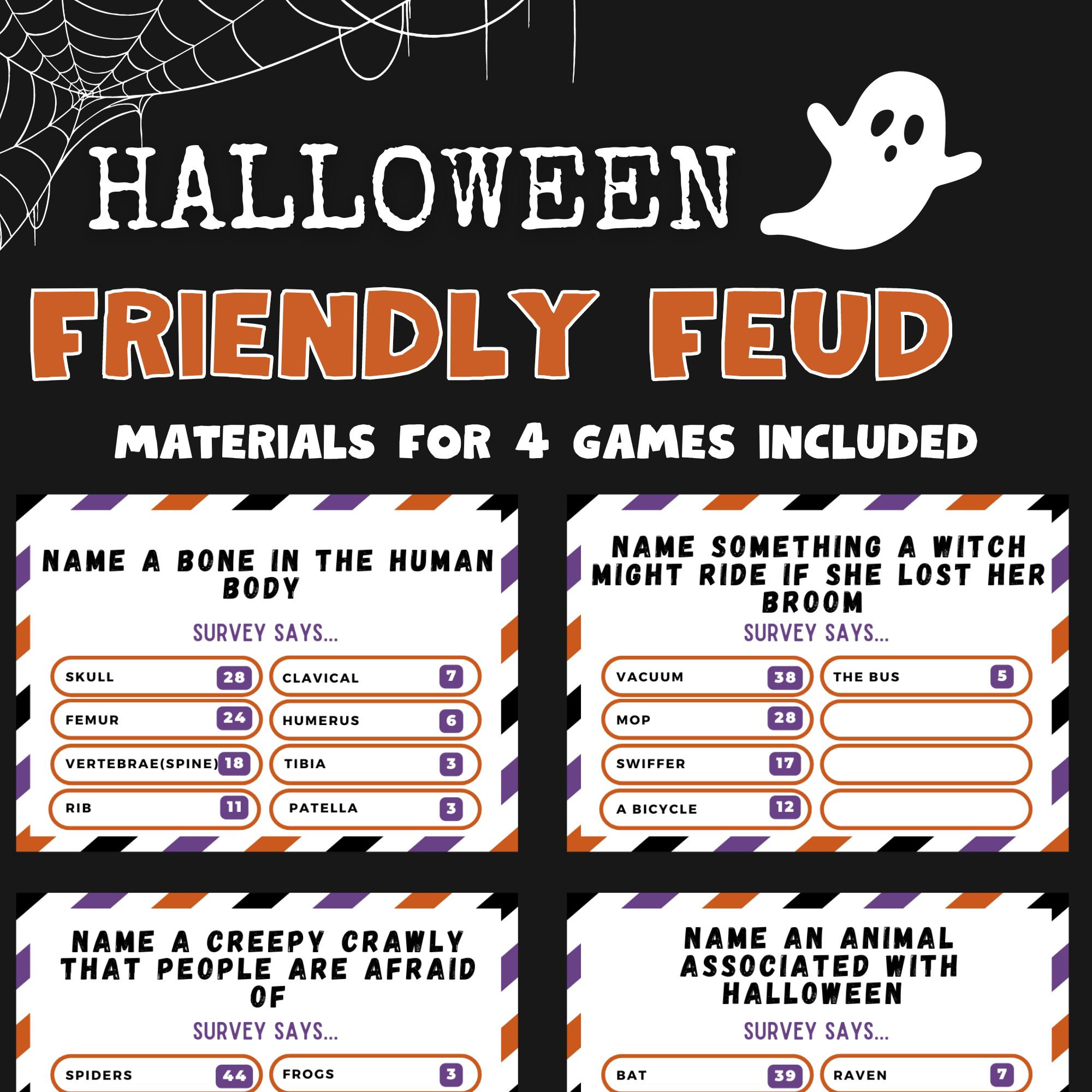Halloween Friendly Feud Game, Family Feud Quiz, Halloween Family Game ...