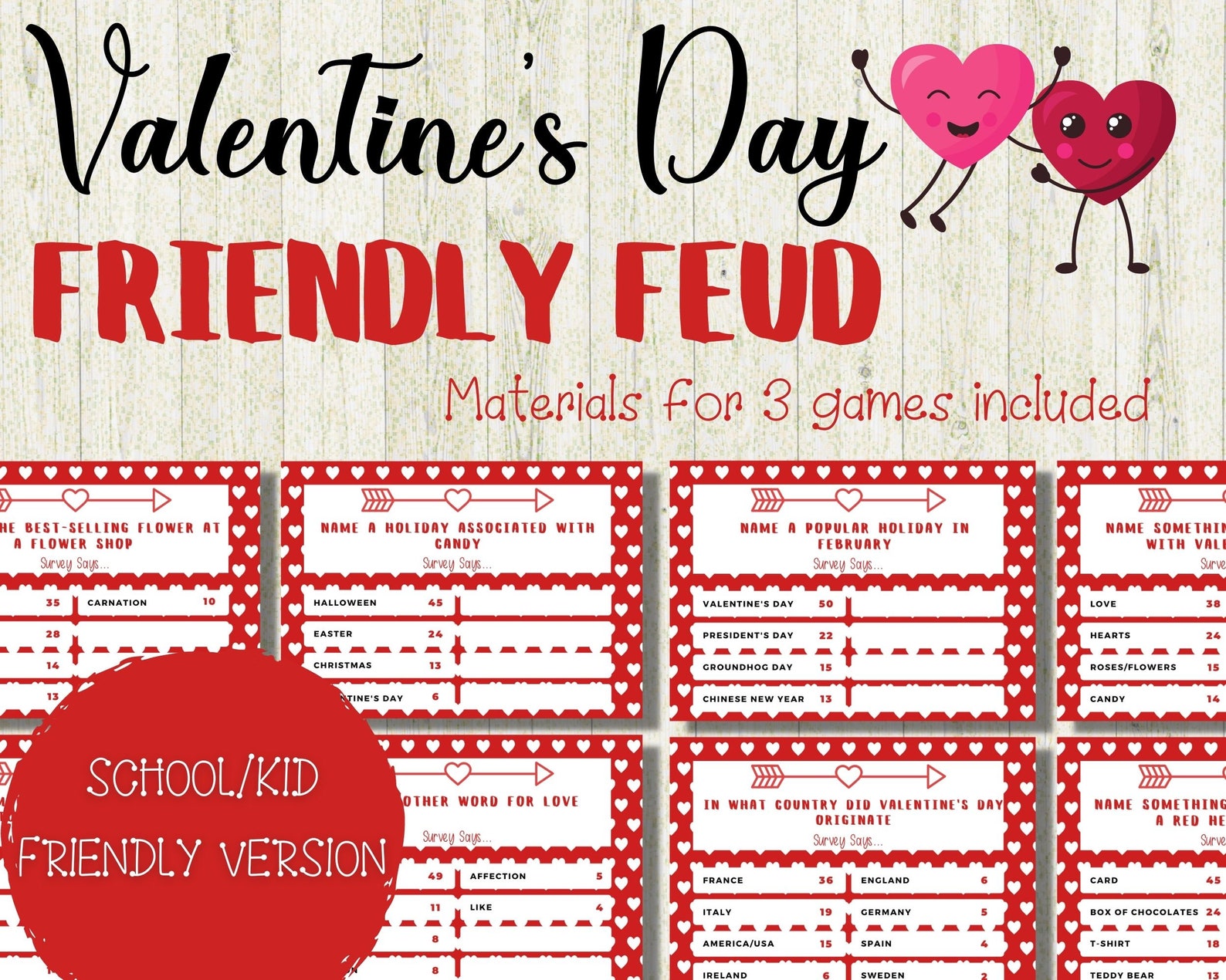 Valentines Day Friendly Feud Game, Family Feud Quiz, Valentine Family ...