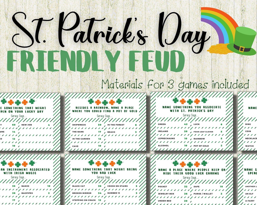St. Patrick's Day Friendly Feud Game, Feud Trivia Quiz,st. Patty's Day ...