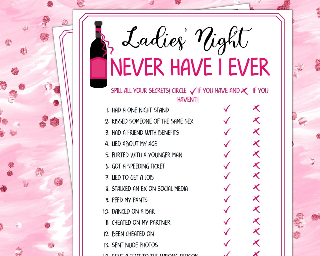 Ladies Night Never Have I Ever, Fun Party Games, Girl Night Out, Ladies ...