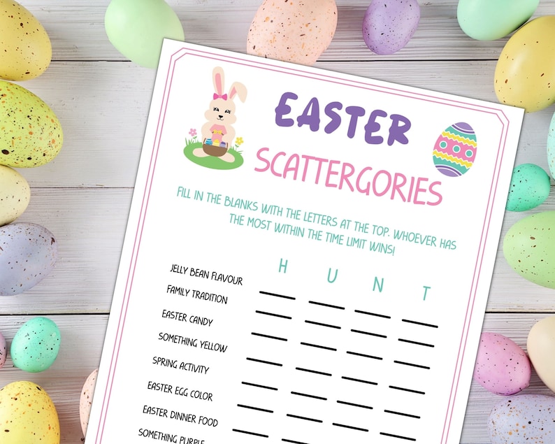 Easter Scattergories Game, Easter Themed Party, Printable Easter Games ...