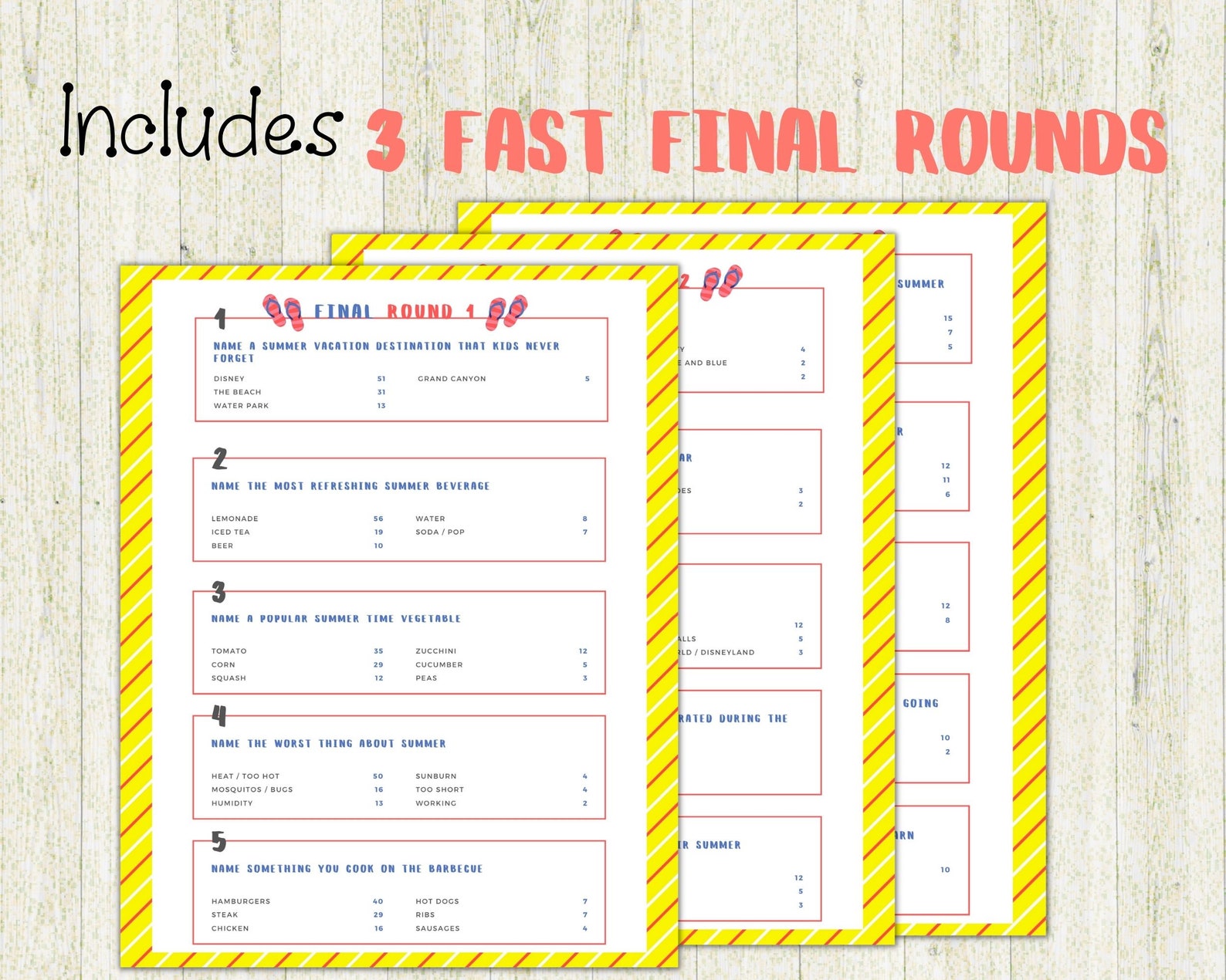 Summer Fun Friendly Feud Game Feud Trivia Quiz Summer Party - Etsy Canada