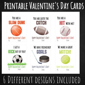 Printable Sports Valentine's Day Cards, Valentines Card for Kids ...