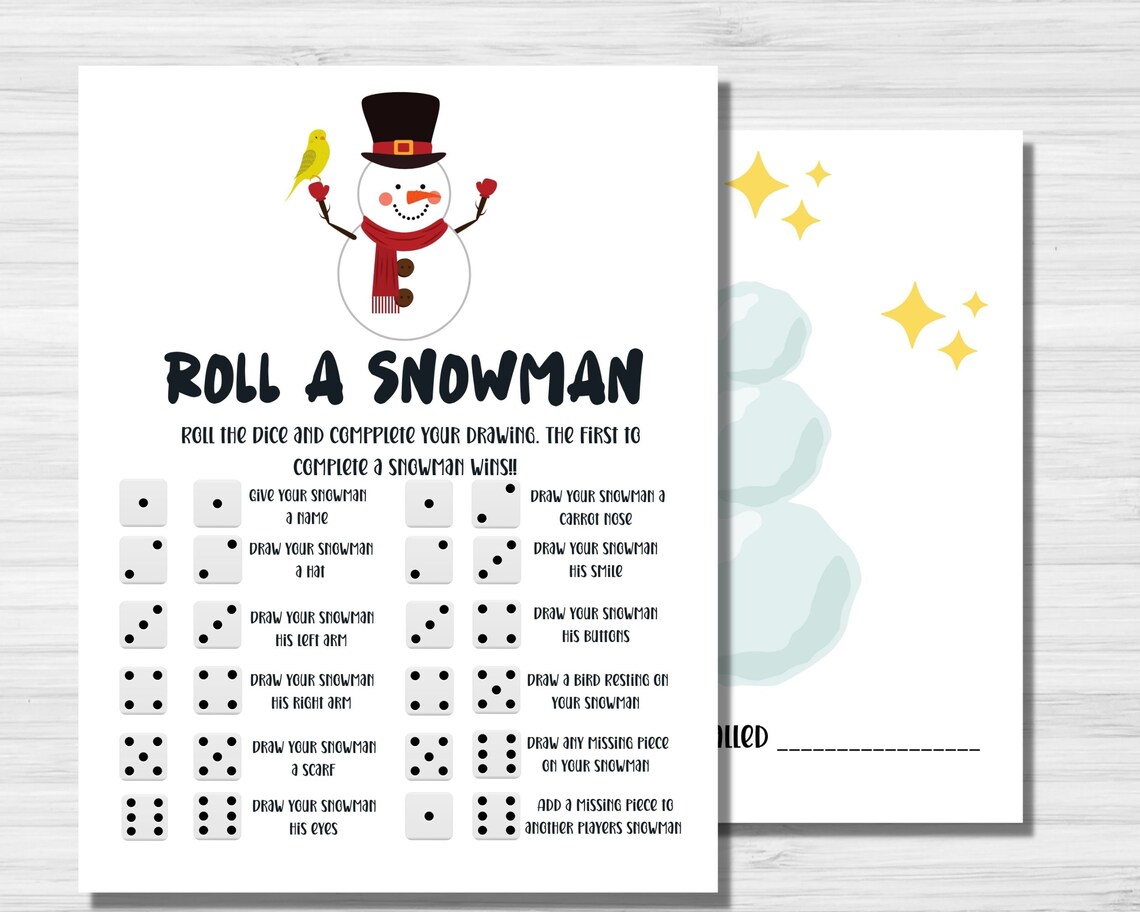Roll A Snowman Dice Game, Christmas Dice Game, Family Xmas Activity ...