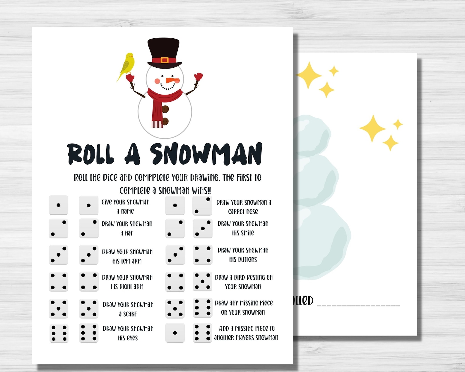 Roll A Snowman Dice Game, Christmas Dice Game, Family Xmas Activity ...