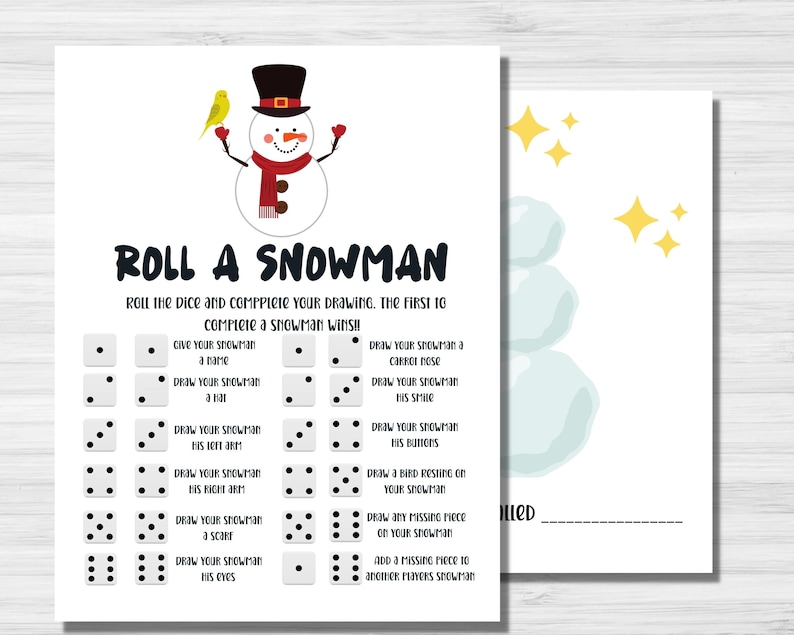 Roll A Snowman Dice Game, Christmas Dice Game, Family Xmas Activity ...