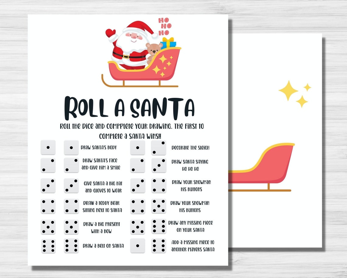 Christmas Roll A Santa Dice Game, Christmas Dice Game, Family Xmas ...