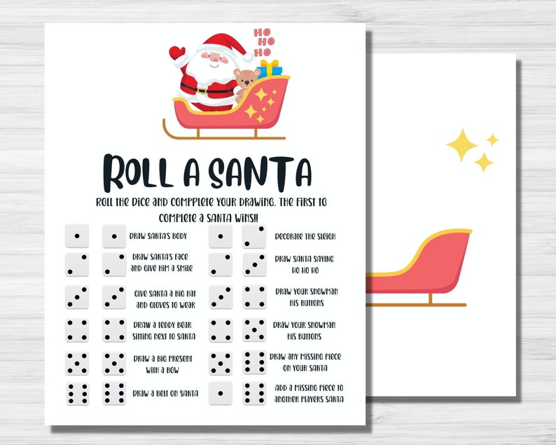 Christmas Roll A Santa Dice Game, Christmas Dice Game, Family Xmas ...