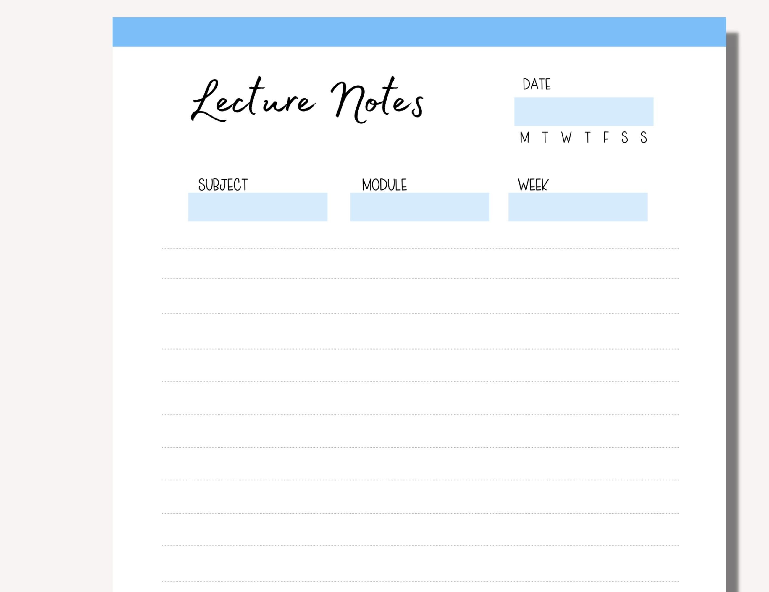 Printable Lecture Notes Print at Home College Student Lined - Etsy