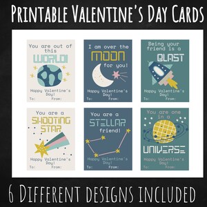Printable Space Valentine's Day Cards, Valentines Card for Kids, Outer ...