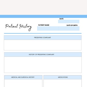 Printable Nursing Patient History, Nursing Patient History Sheet ...