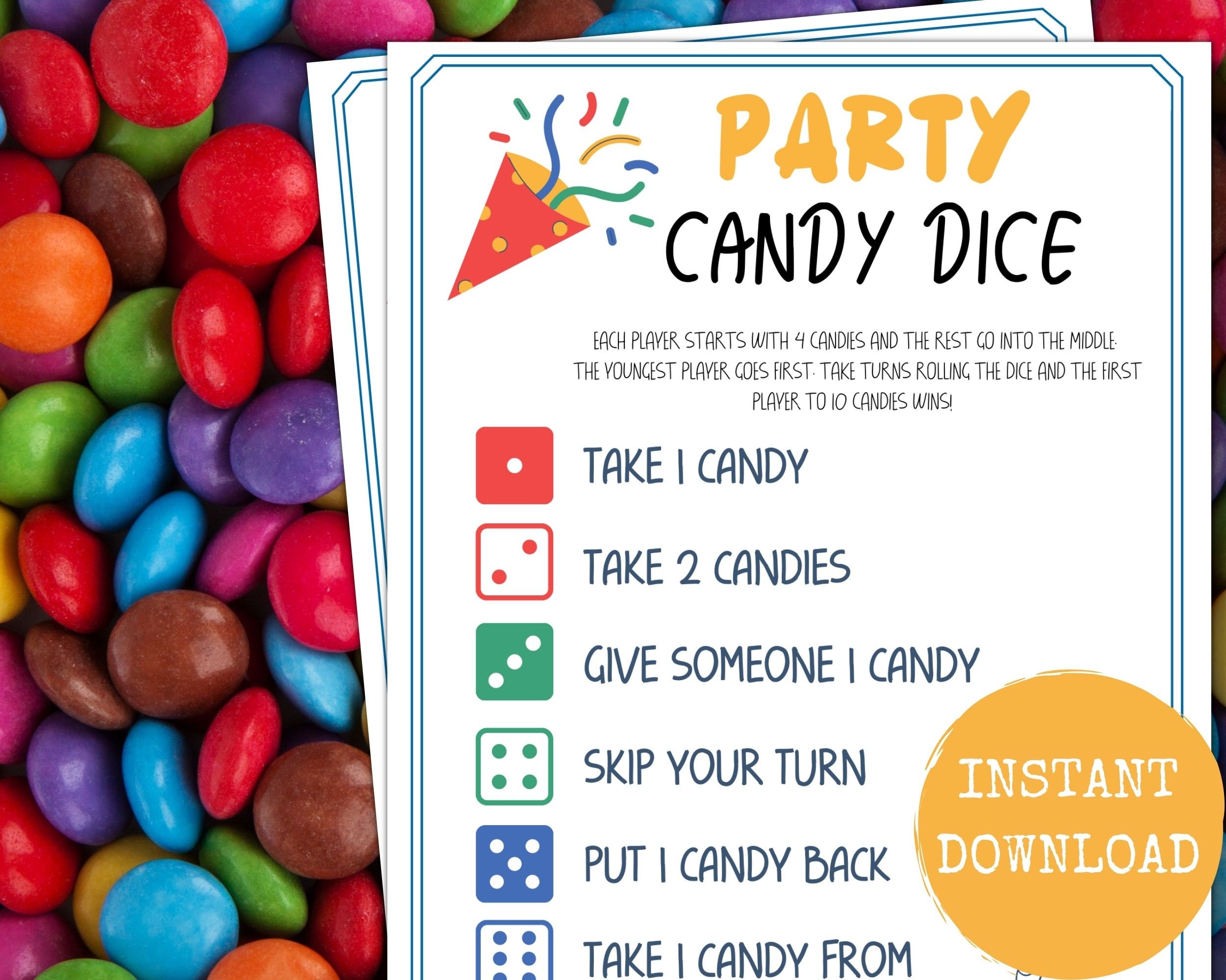 Candy Dice Game, Kids Games, Birthday Party Games, Birthday Games ...