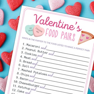 Valentine's Day Food Pairs Game, Valentines Activities for Kids, Kids ...