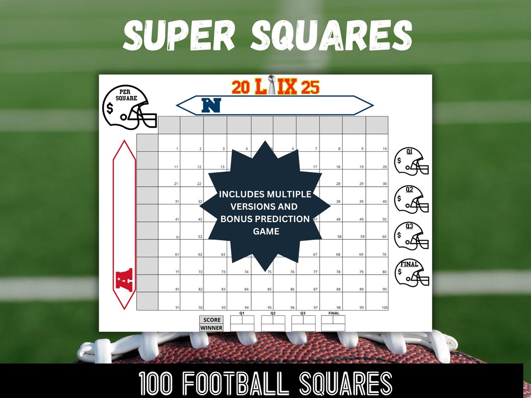 Football Squares Game, Super Bowl Squares, Super Bowl Game 2025, Super ...