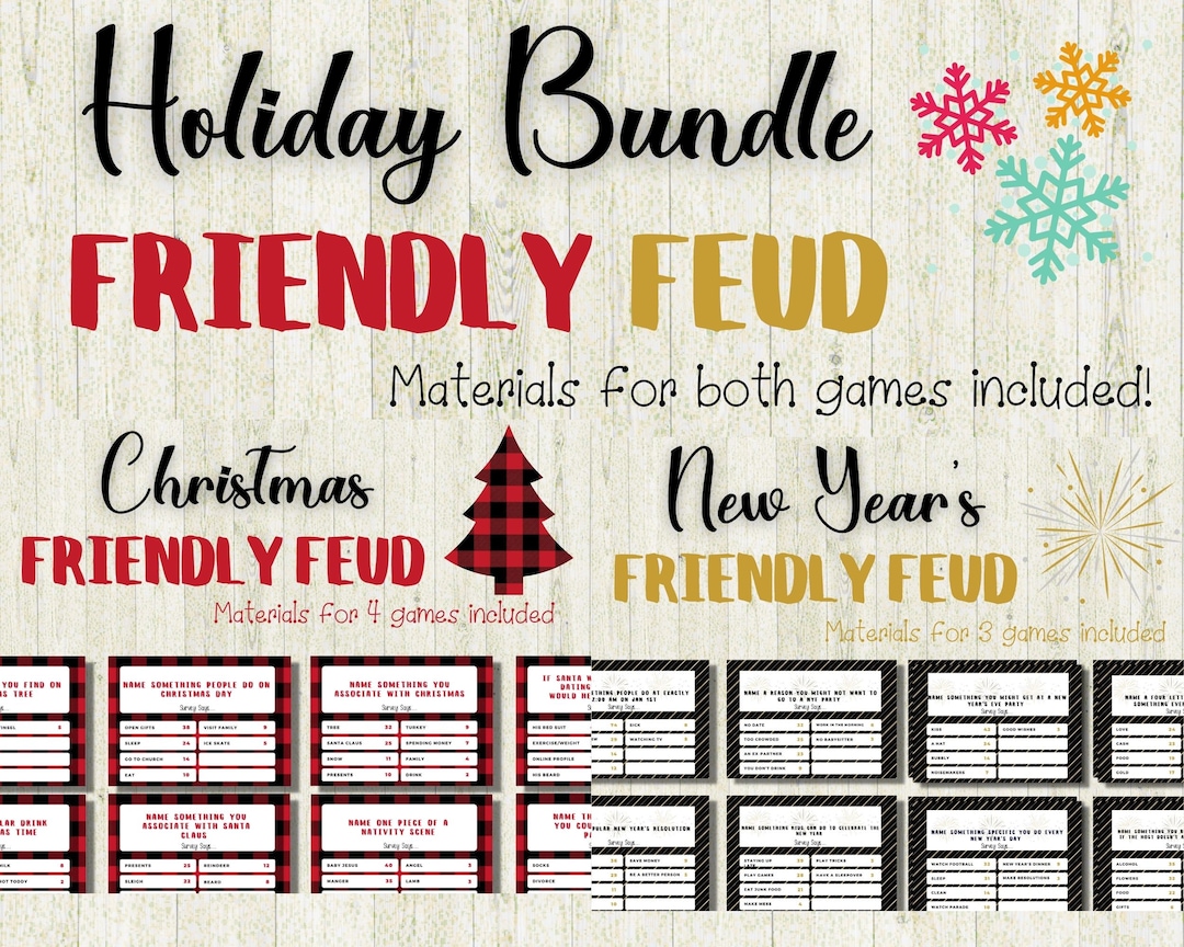 Holiday Friendly Feud Bundle, Christmas Family Feud, New Years Family ...