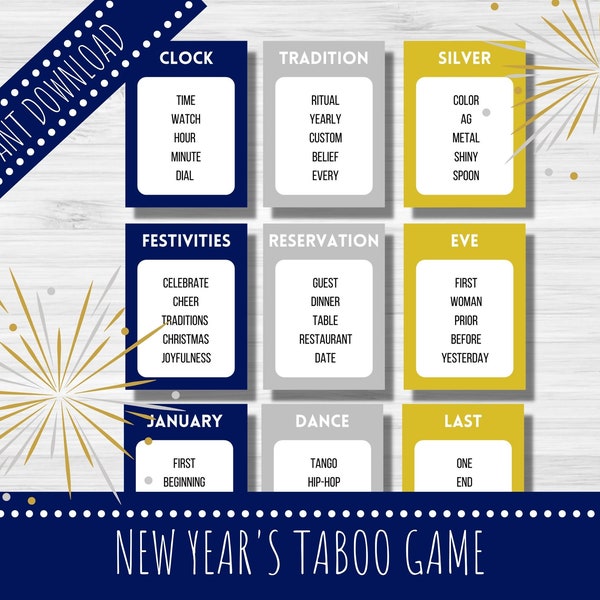 New Years Eve Games Taboo - Etsy