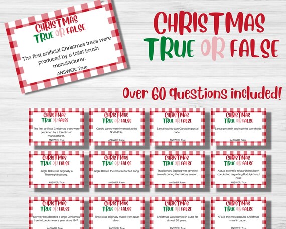 Christmas Facts True or False Quiz Christmas Day Family Quiz - Etsy