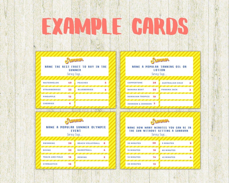 Summer Fun Friendly Feud Game Feud Trivia Quiz Summer Party - Etsy Canada