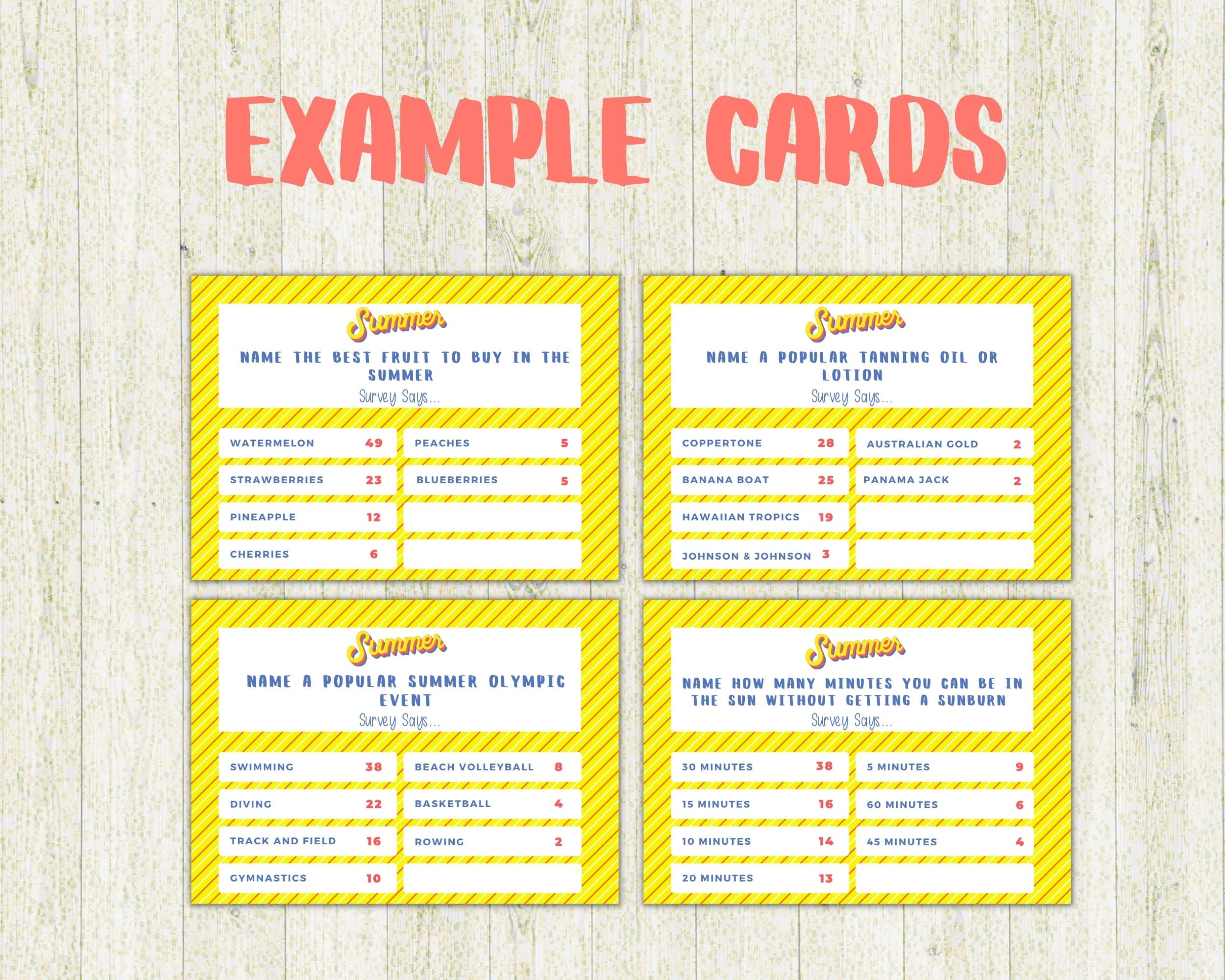 Summer Fun Friendly Feud Game, Feud Trivia Quiz, Summer Party Game, Fun ...