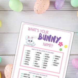 Easter What's Your Bunny Name Game, Printable Easter Party Games, Fun ...