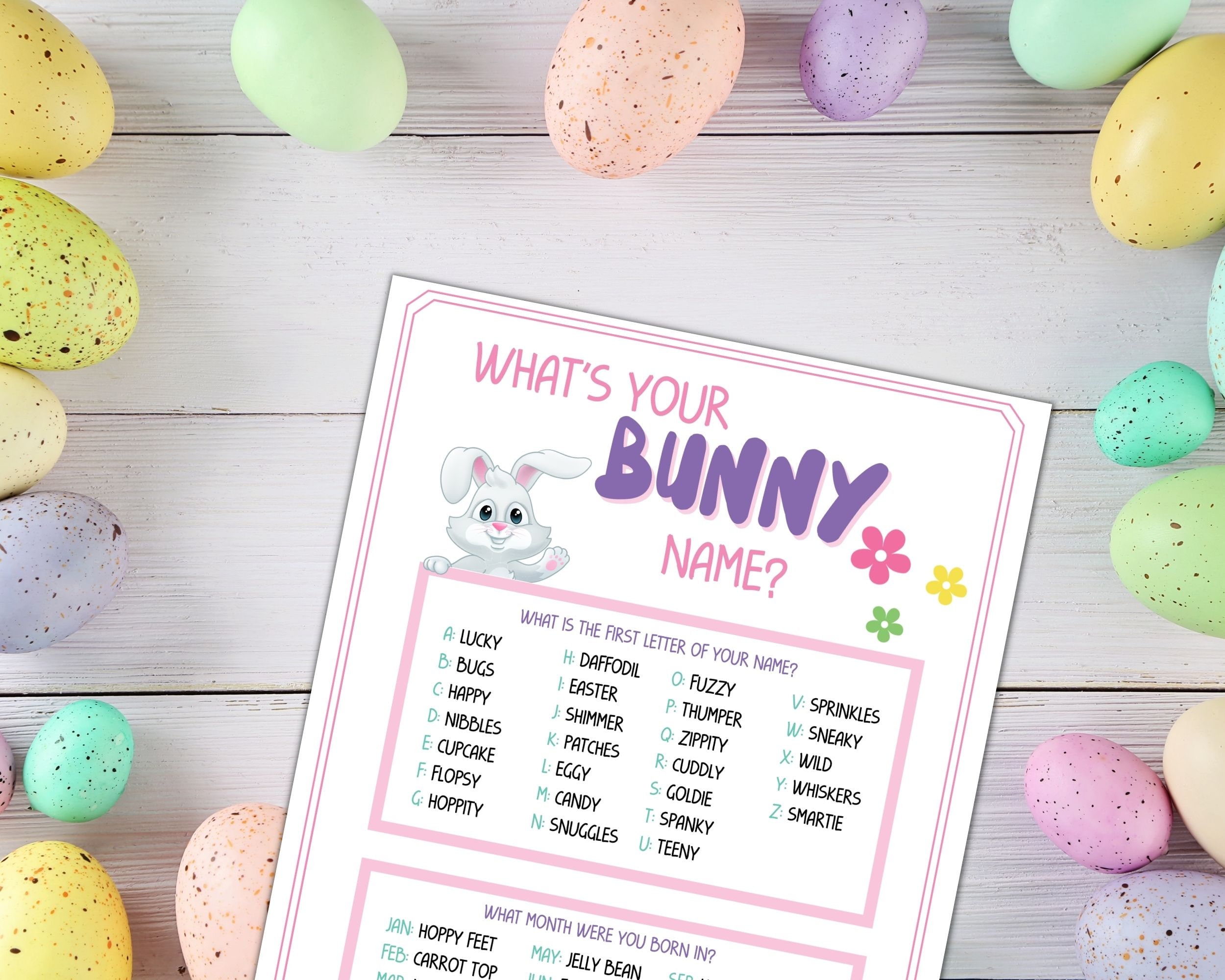 Easter What's Your Bunny Name Game, Printable Easter Party Games, Fun ...
